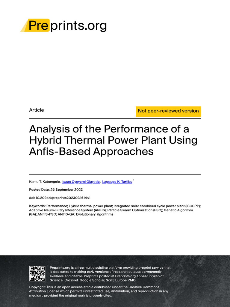 Analysis of The Performance of A Hybrid Thermal Po | PDF | Power Station | Genetic Algorithm