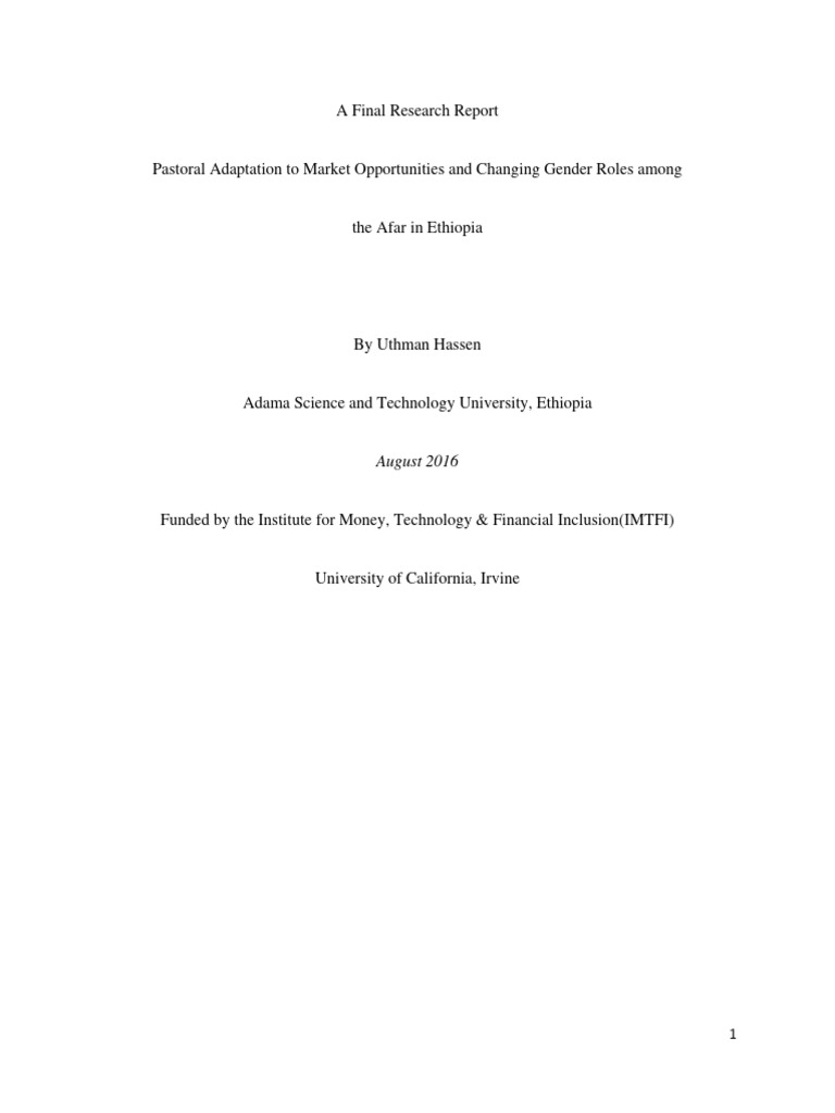 A Final Report On The Afar Project - FINAL2 | PDF | Pastoralism | Focus Group