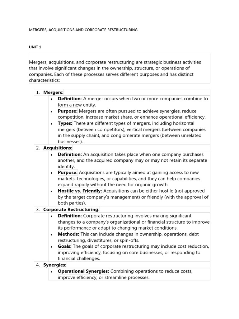MERGERS | PDF | Mergers And Acquisitions | Discounted Cash Flow