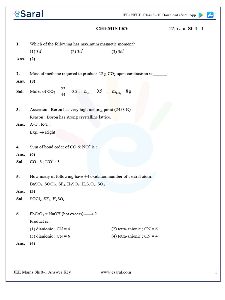CHEMISTRY-JEE-Mains-2024-Question-Papers-With-Answer-Key-Pdf | PDF ...