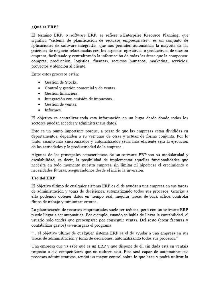 ERP | PDF | Planificación de recursos empresariales | Software como servicio