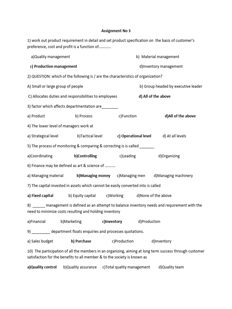 Assignment No 3 Ans | PDF | Inventory | Capital (Economics)