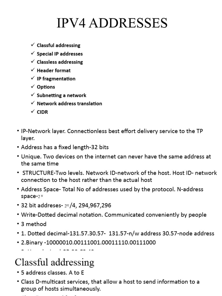 Ipv4 Addresses | Download Free PDF | Ip Address | Internet Protocols