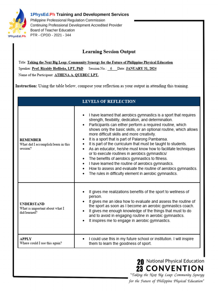 Aerobic Gymnastics Workshop Pdf Gymnastics Differentiated Instruction