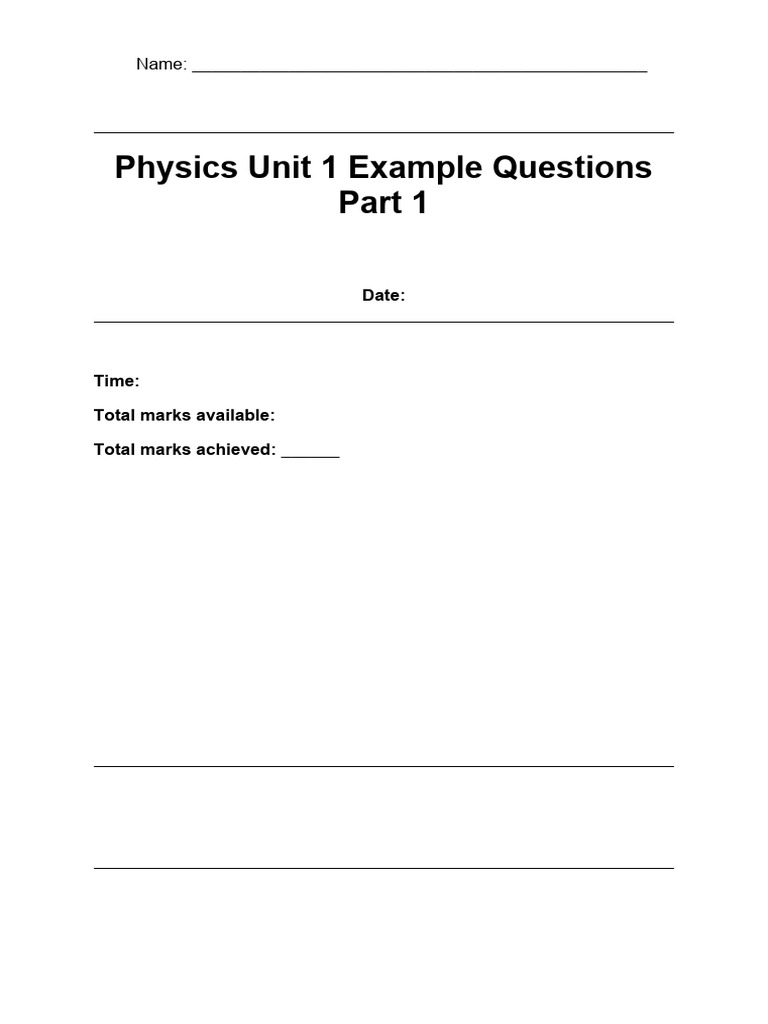 Physics Unit 1 Questions 1 - MS | PDF | Heat | Continuum Mechanics