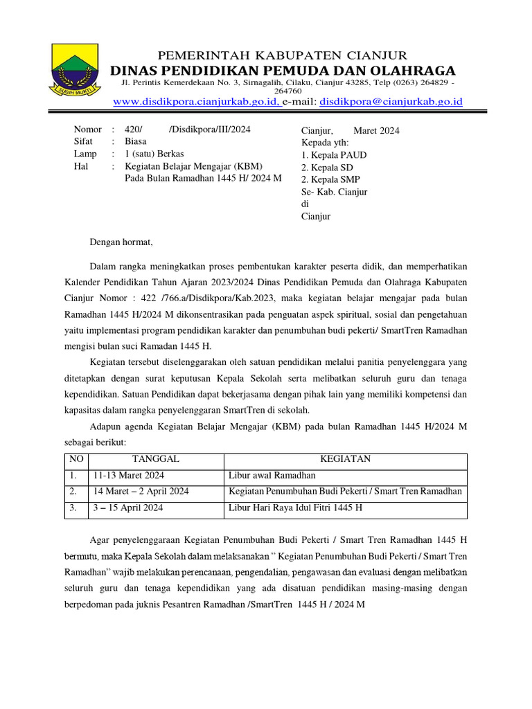 Smart Tren Ramadhan 2024 di Cianjur | PDF