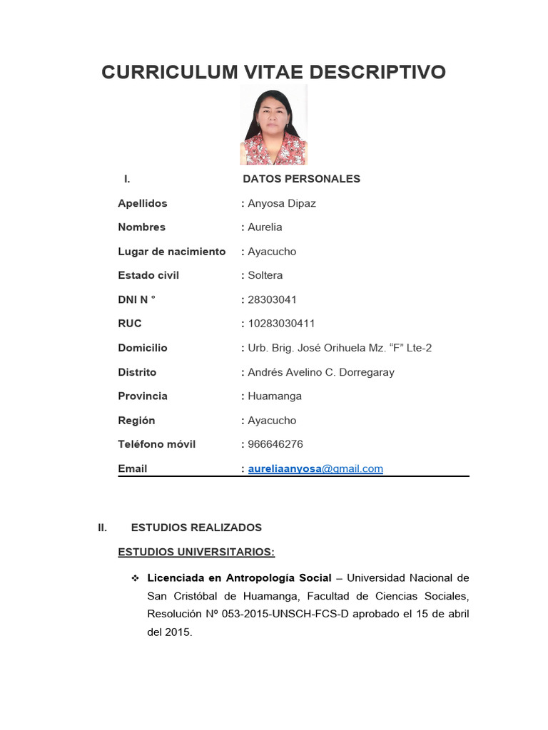 CV Descriptivo | PDF