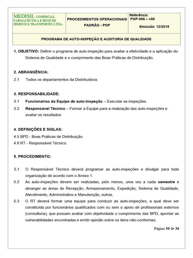 POP-006 Programa de Auto-Inspeção - Auditorias Da Qualidade - 23-07 ...