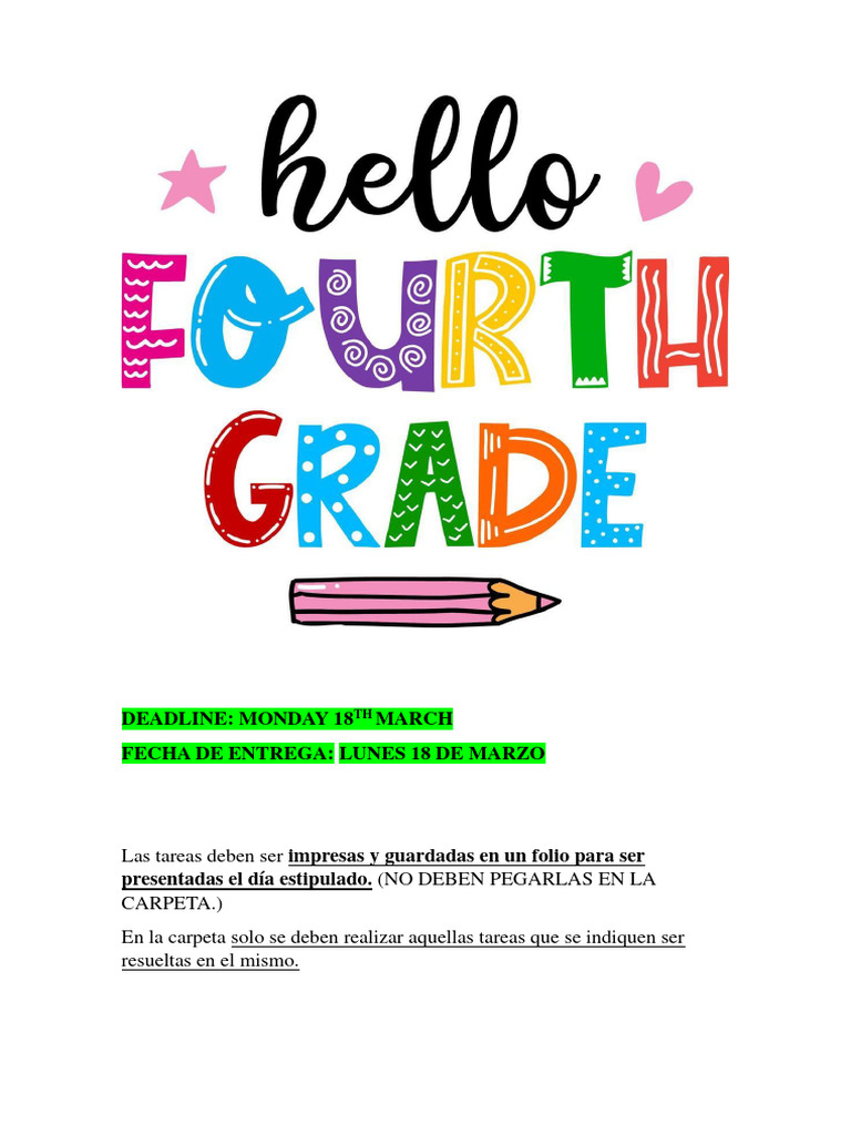 Homework 4th Grade | PDF