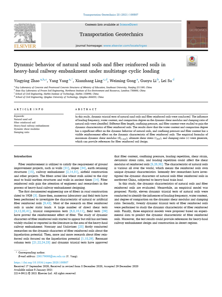 Dynamic Behavior of Natural Sand Soils and Fiber Reinforced Soils in ... Dynamic Behavior of Natural Sand Soils and Fiber Reinforced Soils in ...