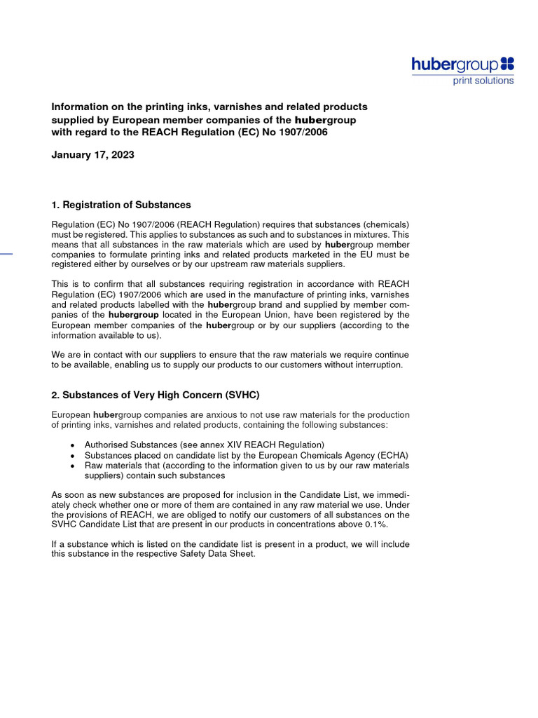 REACH HG Status Info EN Jan 2023 | PDF | Occupational Safety And Health ...