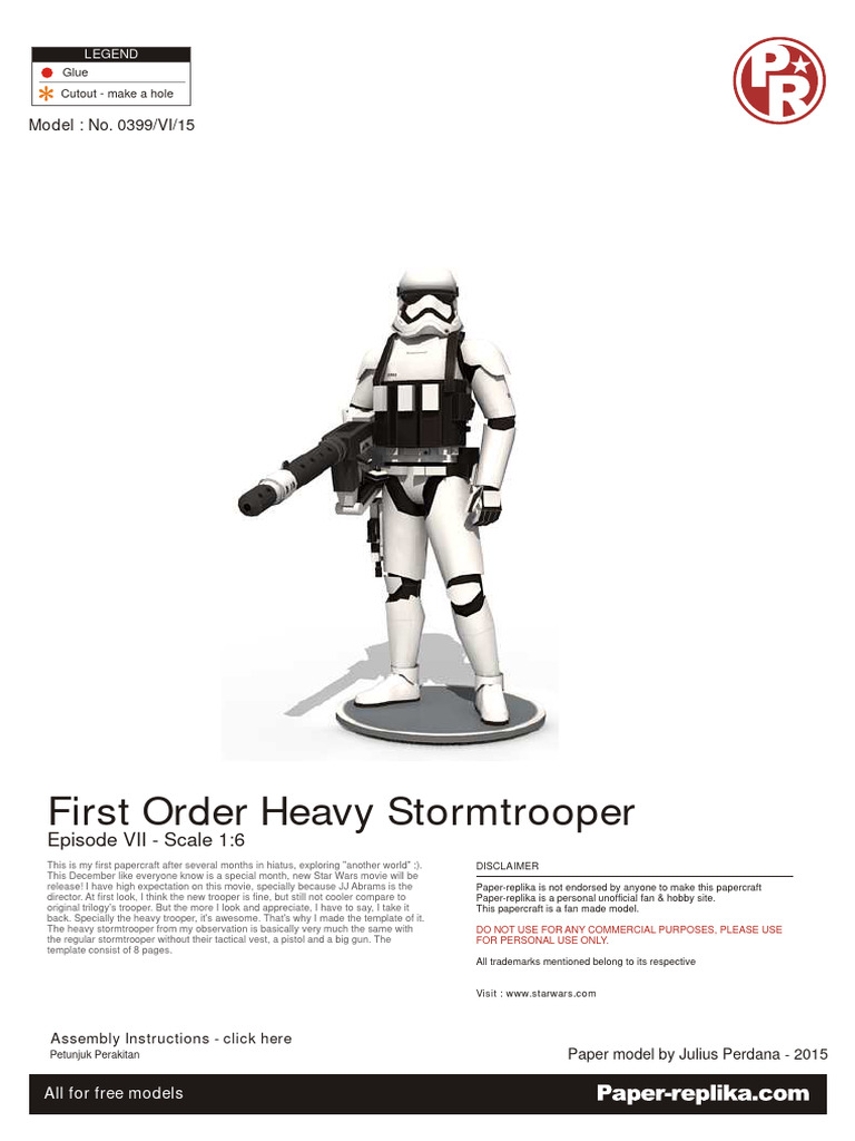 First Order Heavy Stormtrooper Papercraft | PDF | Hobbies | Scale Modeling
