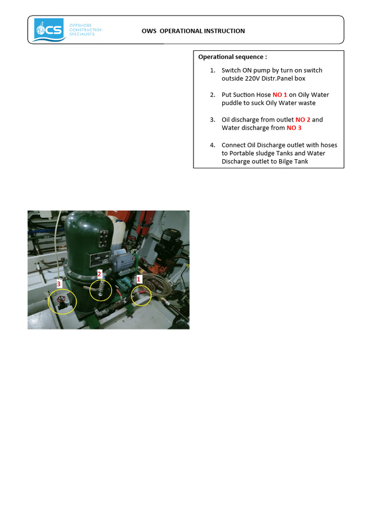 OWS Operational Instruction | PDF