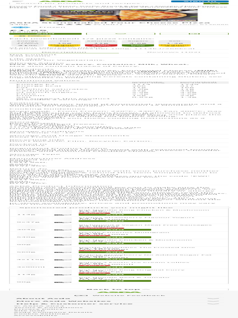 ASDA Stonebaked Four Cheese Pizza - ASDA Groceries | PDF