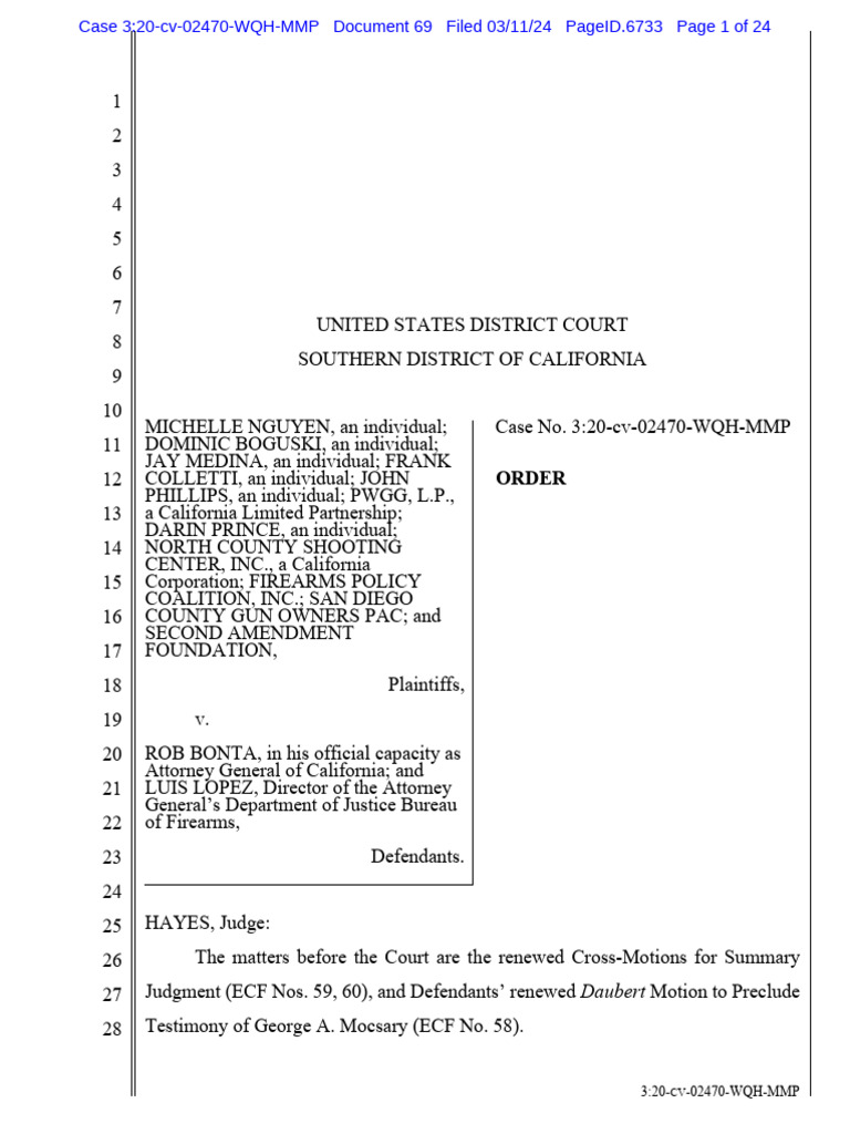 SAF Wins Summary Judgement in Cal. One Gun A Month Challenge | PDF | Summary Judgment | Second ...