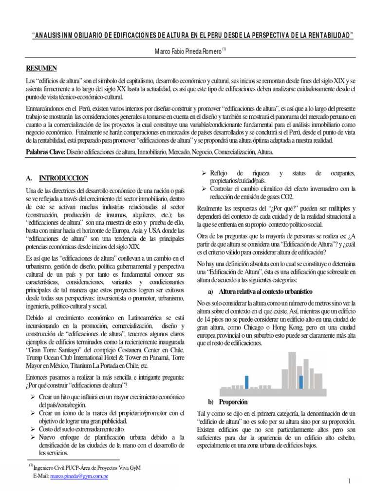 Paper Analisis Inmobiliario Edificaciones de Altura - Rentabilidad | PDF | edificio
