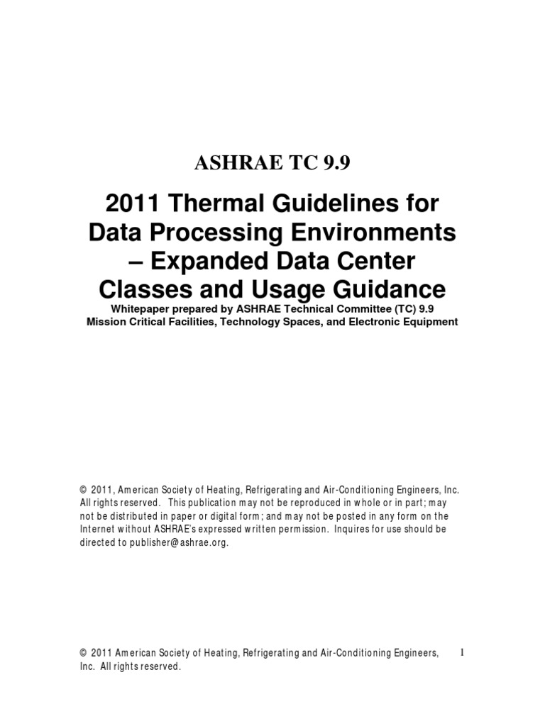 ASHRAE 2011 Thermal Guidelines For Data Processing Environments | PDF