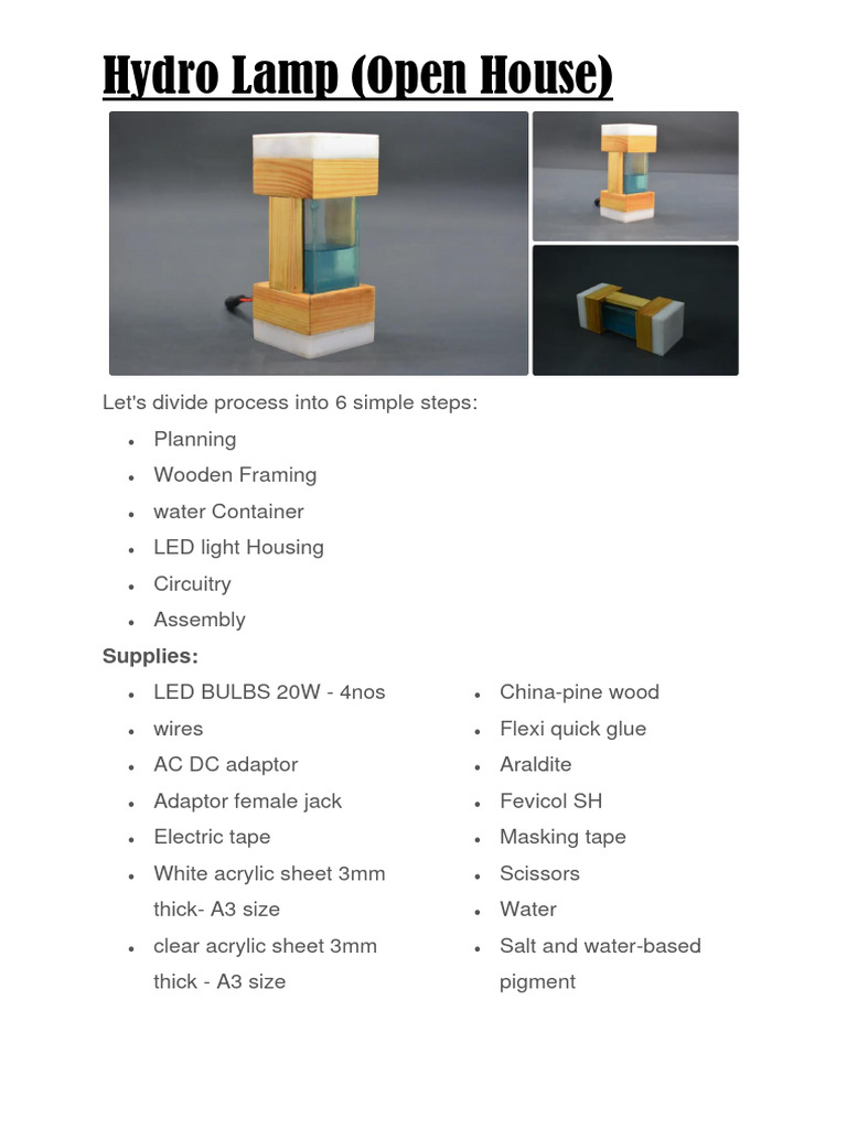 Work Procedure of Hydro Lamp | PDF | Manufactured Goods