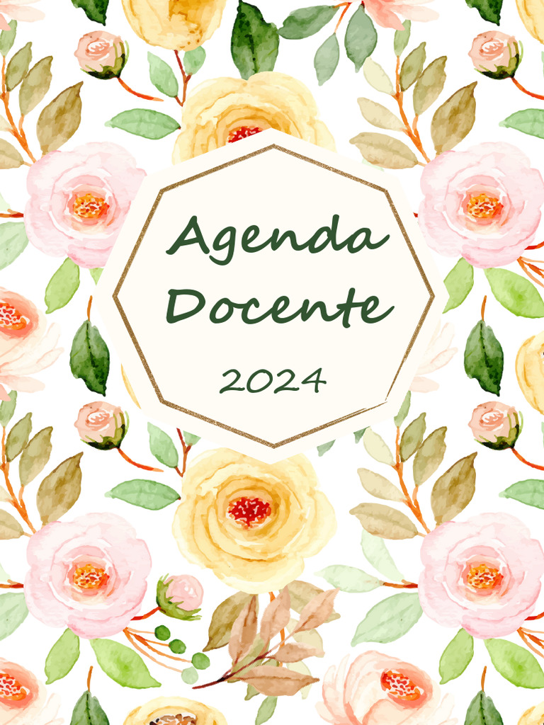 Agenda Docente 2024 Floral Amarilla y Rosa | PDF