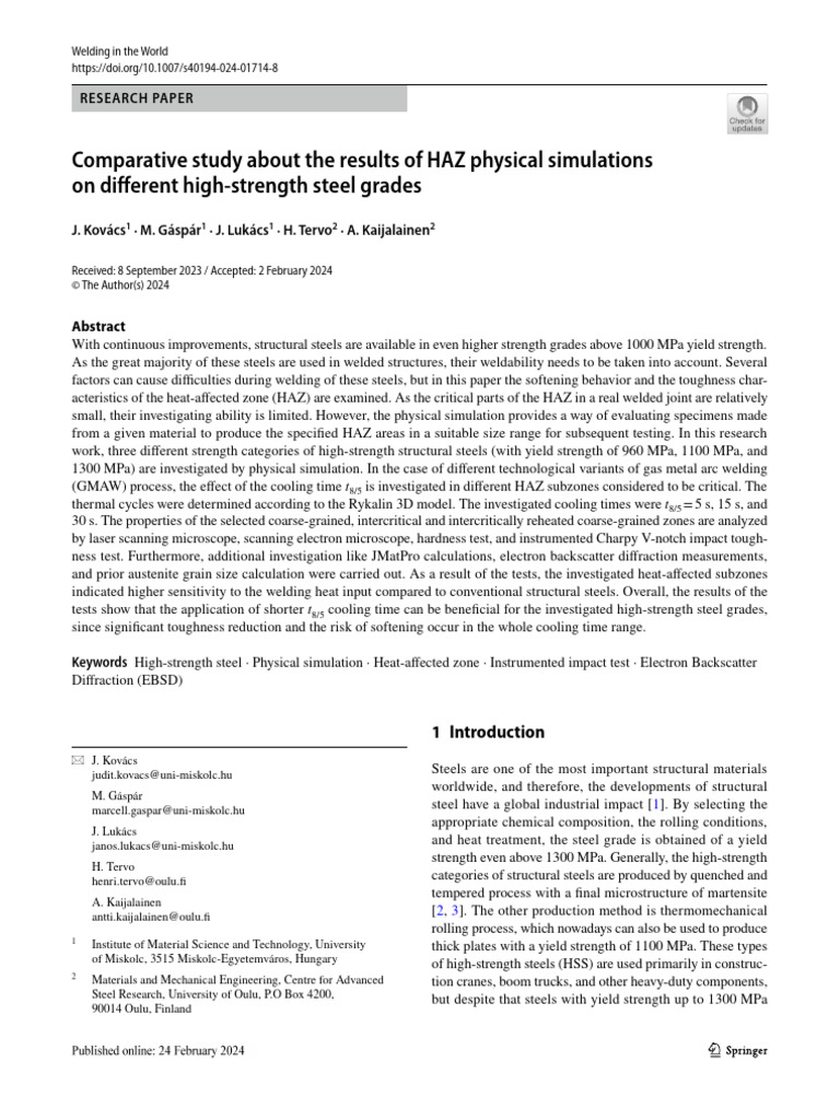 Comparative Study About The Results of HAZ Physical Simulations On ...