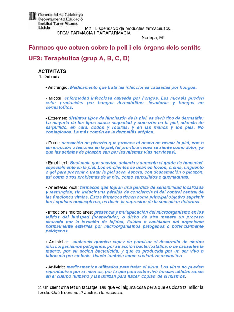 M2 - Actv Farmacs Pell I Organs Dels Sentits | PDF | Herpes Simple ...