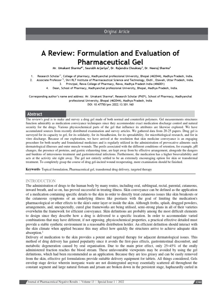 Evaluation of Pharmaceutical Gel Formulations | PDF | Gel | Cross Link