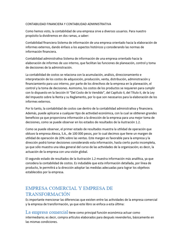 Contabilidad Financiera y Contabilidad Administrativa | PDF | Contabilidad de costos | Contabilidad