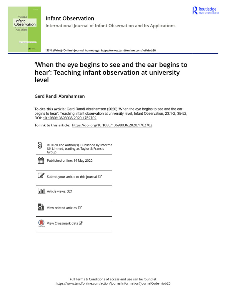 When The Eye Begins To See and The Ear Begins To Hear Teaching Infant ...