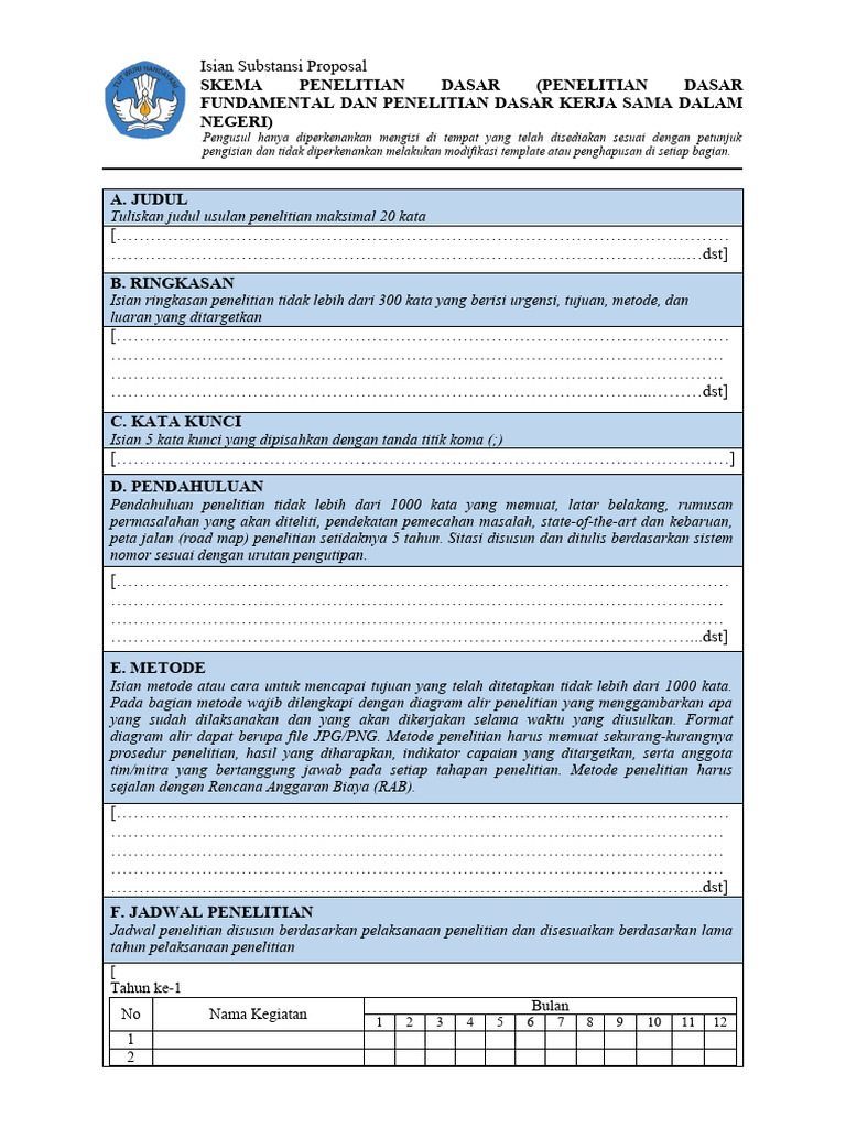Isian Substansi Proposal Penelitian Dasar (PF PKDN) 9e9561fb | PDF
