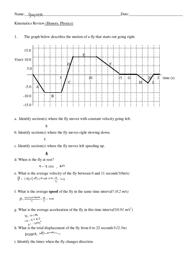 Kinematics Review for Honors Physics | PDF | Velocity | Acceleration