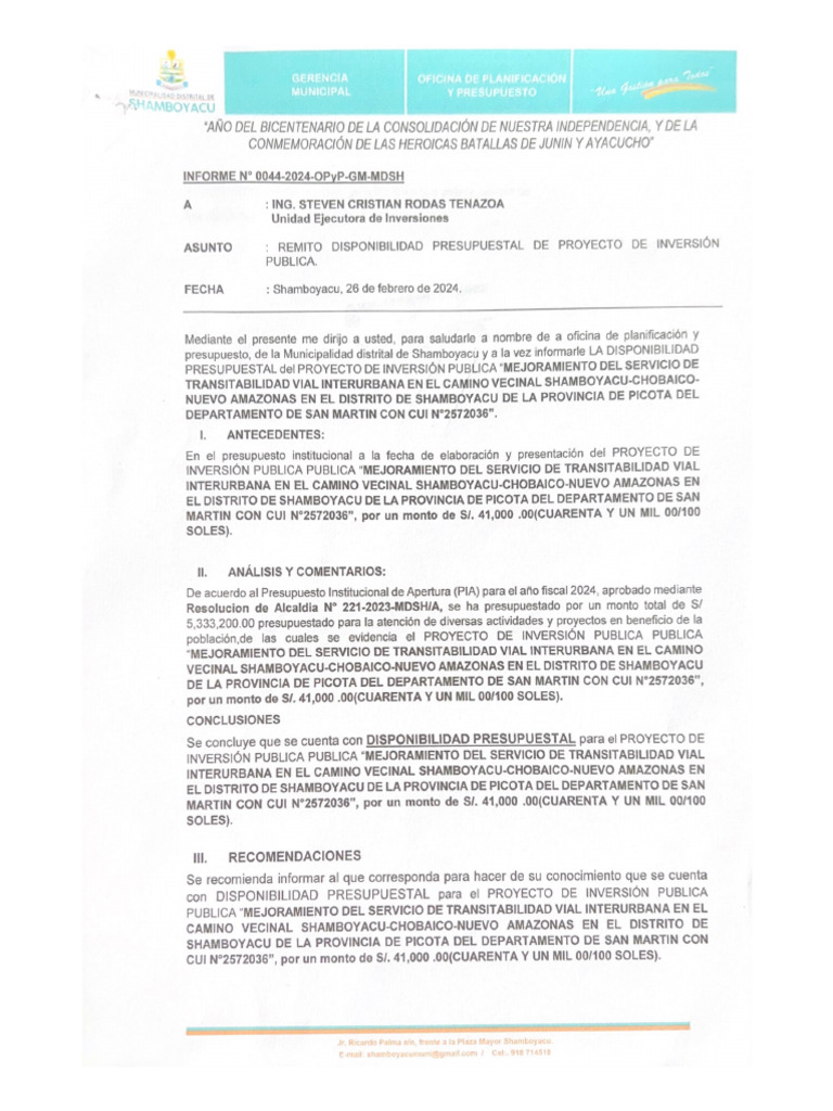 Informe 0044 | PDF