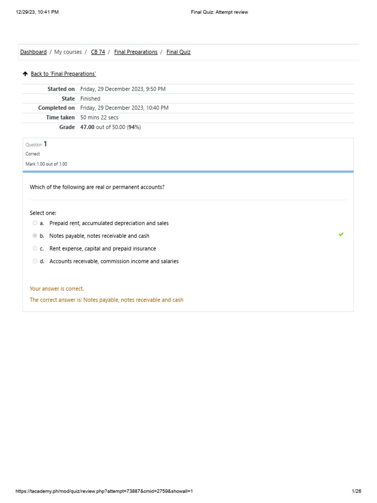 Final Quiz for Acti Certified Bookkeeper | PDF | Debits And Credits ...