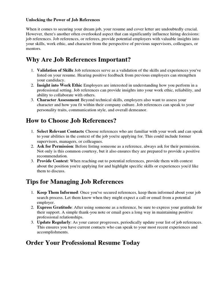 Optimize Job References for Success | PDF | Career & Growth | Business