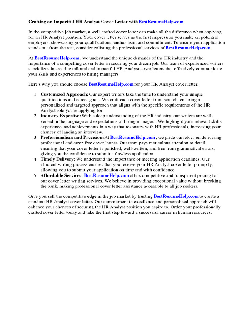 HR Analyst Cover Letter | Download Free PDF | Analytics | Intelligence ...
