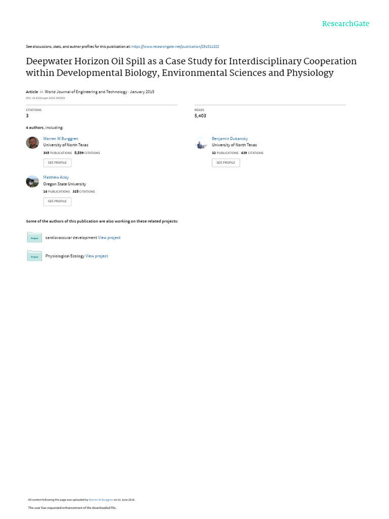 Deepwater Horizon Oil Spill As A Case Study For in | PDF | Polycyclic ...