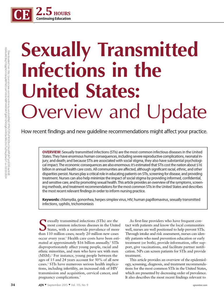 Sexually Transmitted Infections in The US | PDF | Sexually Transmitted ...