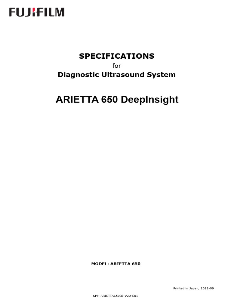 (US) - PMG-ARIETTA 650DI-Specifications-V20-E01 | PDF | Medical ...