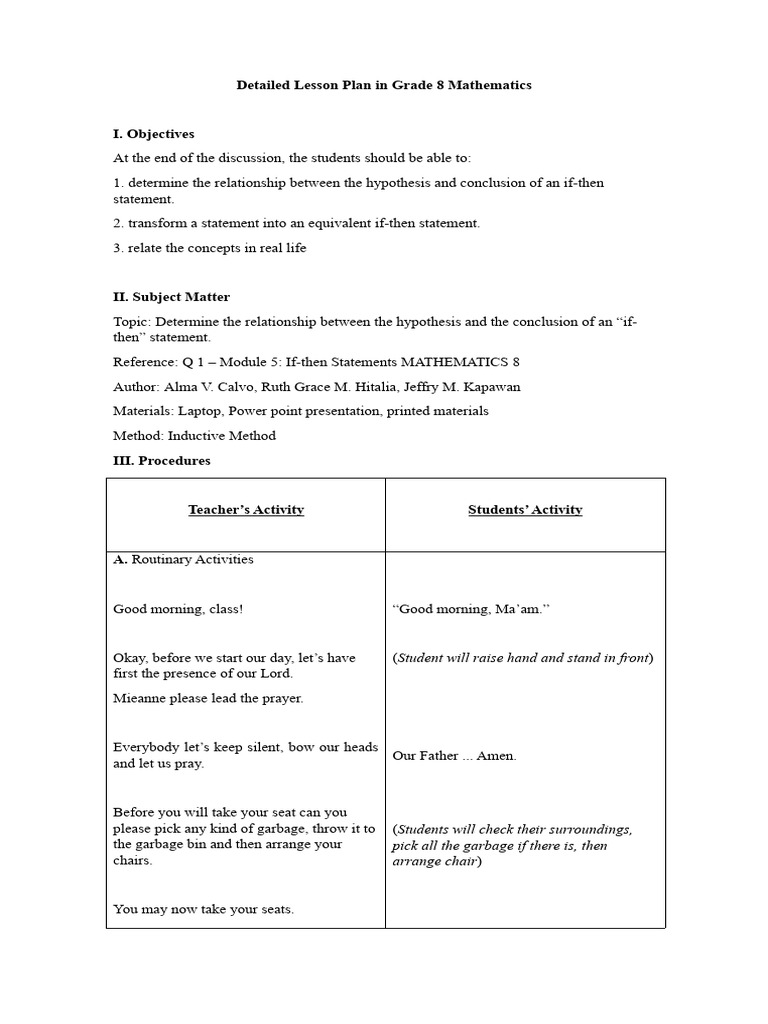 Lesson Plan in TTL Reysa | PDF | Triangle | Numbers