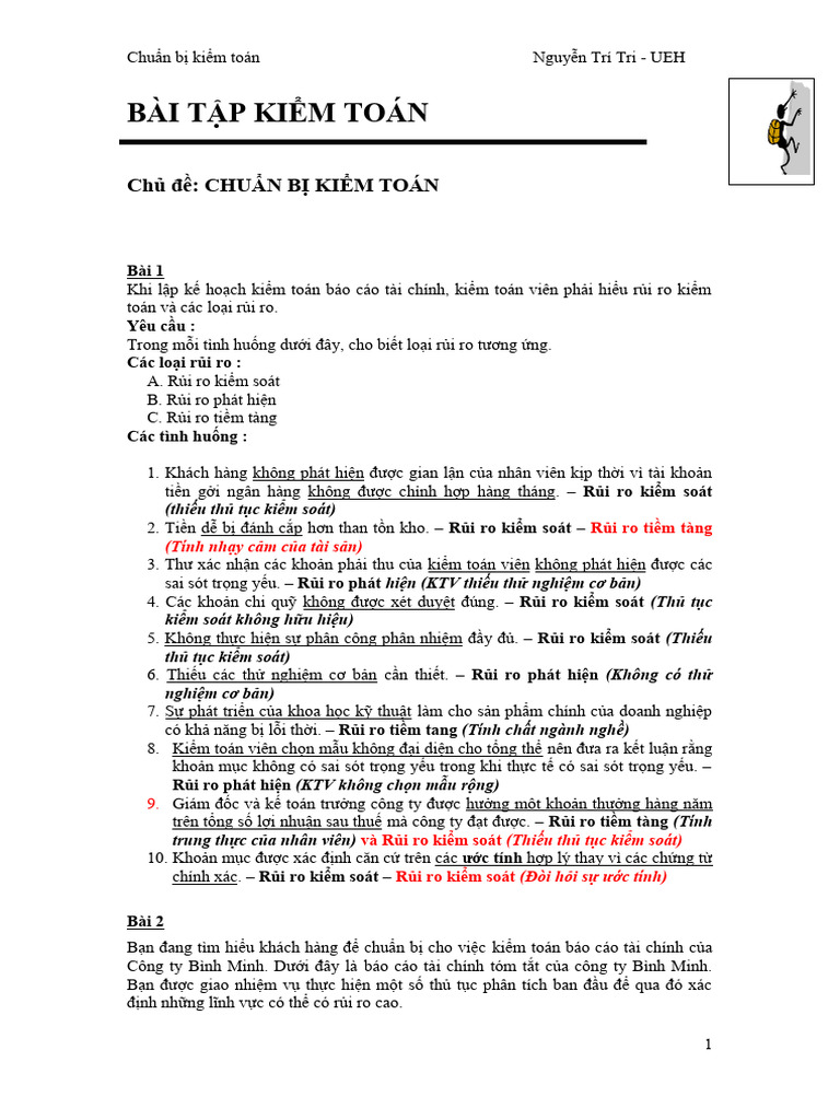 Bai Tap - Chuan Bi Kiem Toan | PDF