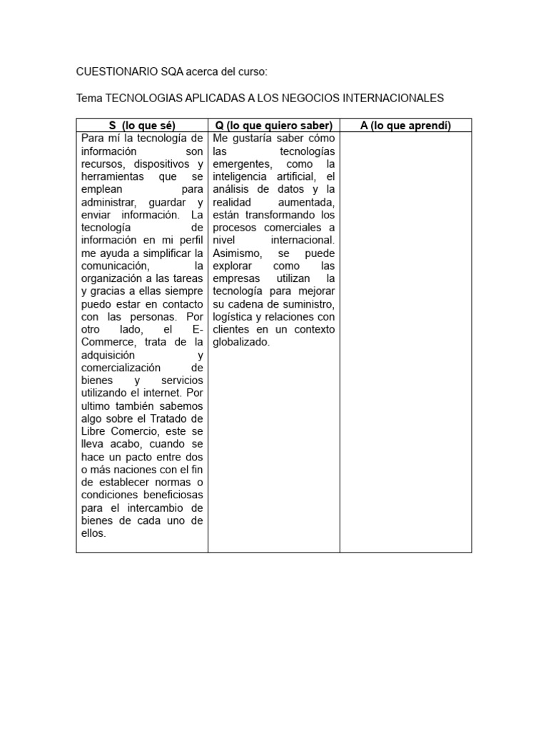 Act.1 Cuestionario Diagnóstico SQA | PDF