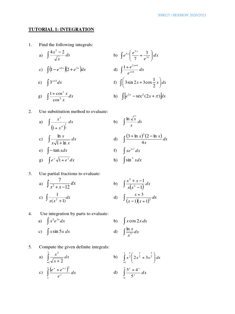 SM025 Topic 1 Integration | PDF | Mathematical Objects | Mathematical Concepts