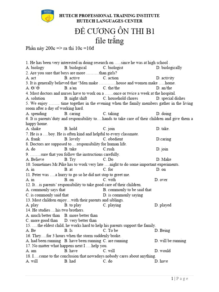 English Cefr (B1) Review Student's Book For Internal Circulation Only ...