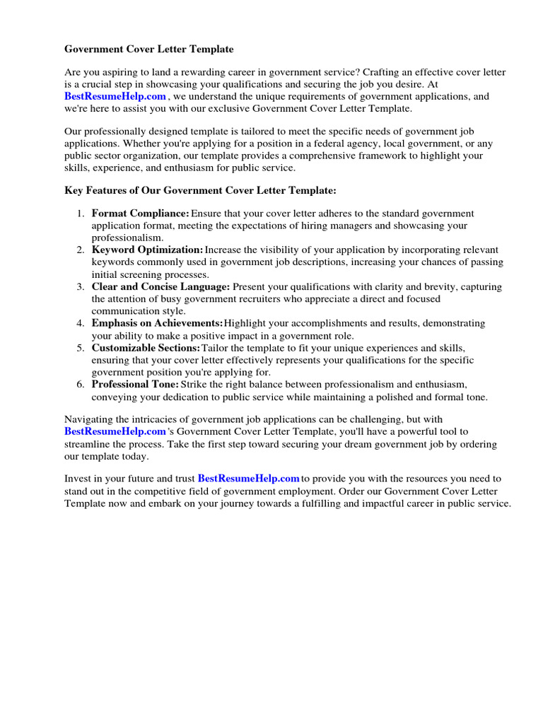 Government Cover Letter Template | PDF | Résumé | Recruitment