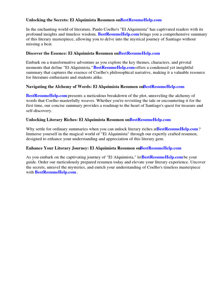 El Alquimista Resumen | Download Free PDF | Http Cookie | Scribd