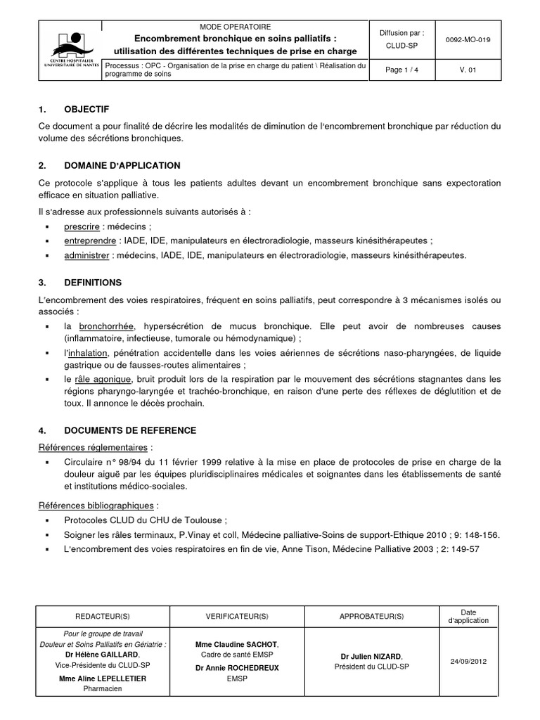 Encombrement Bronchique en Soins Palliatifs | PDF | Soins palliatifs ...