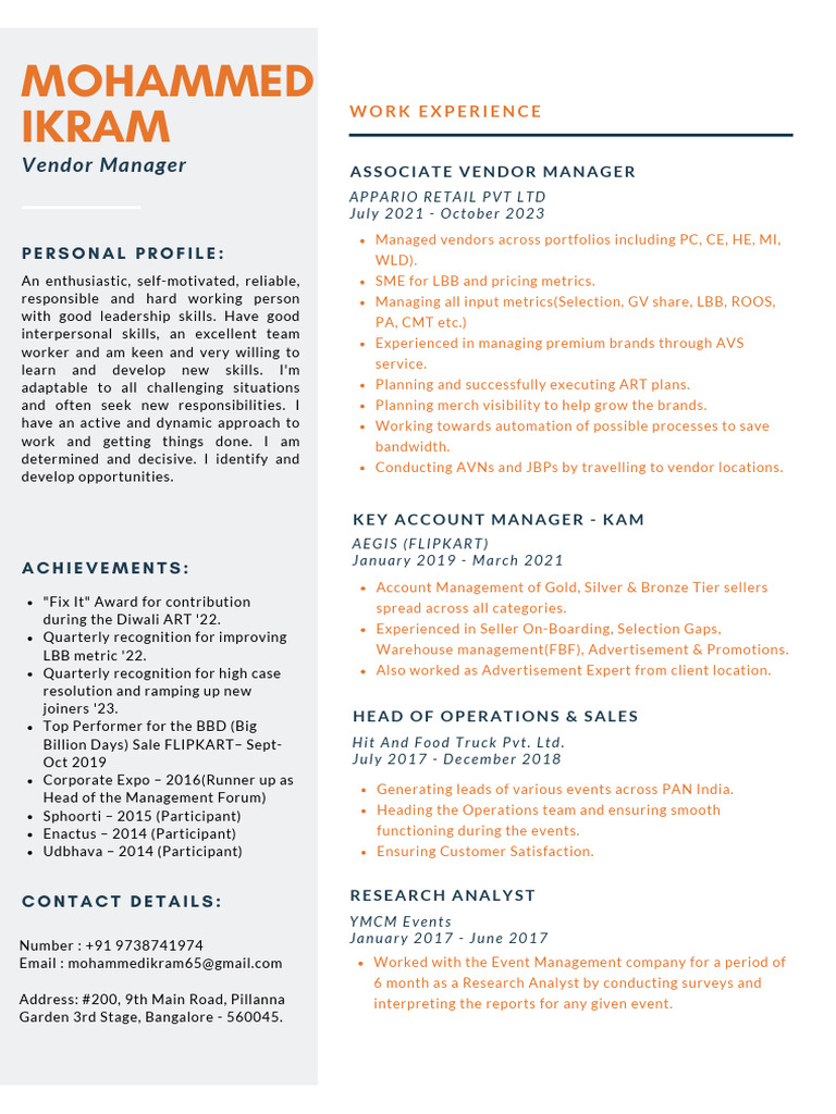 Mohammed Ikram CV 2023 | PDF | Master Of Business Administration | Business