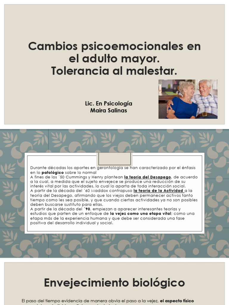 Accesibilidad y cambios psicoemocionales en el adulto. Tolerancia al malestar. | PDF | Vejez ...