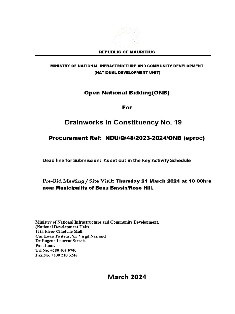 Bidding Document - Drainworks in Cons No. 19 - Vetted by PM - 05.03.2024 | PDF | Concrete | Prices