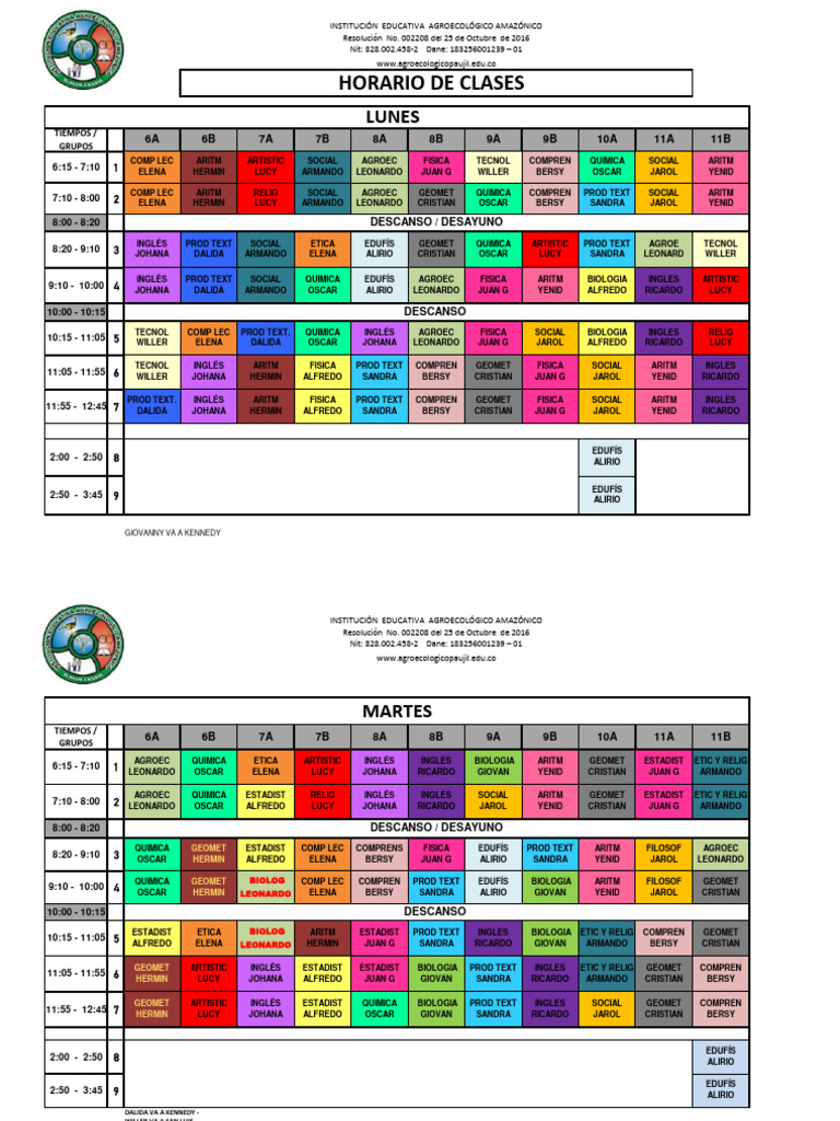Horario de Clases Agroecológico 2023 | PDF