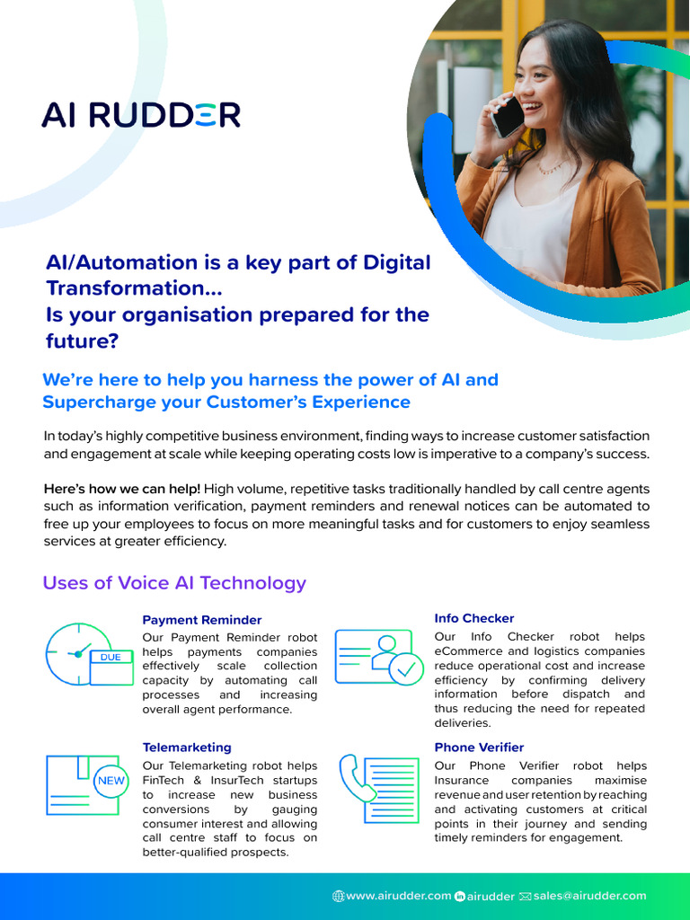 AI Rudder - Brochure | PDF | Automation | Call Centre AI Rudder - Brochure | PDF | Automation | Call Centre